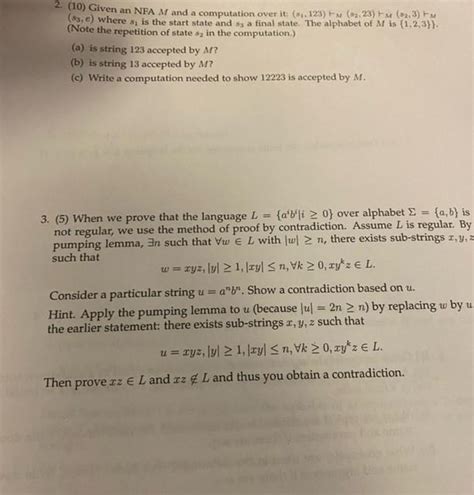 Solved Given An NFA M And A Computation Over It Chegg
