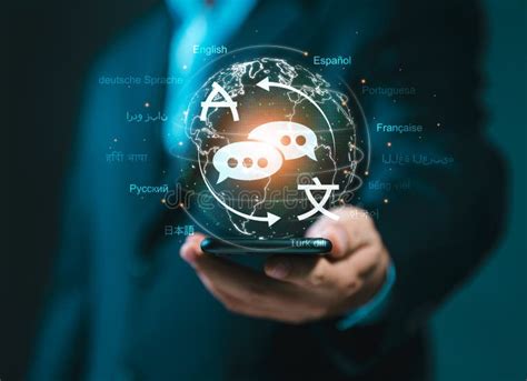 Businessman Using A Smartphone For Translation Or Translating Language Businessman Using A Smartphone For Translation Or Translating Language