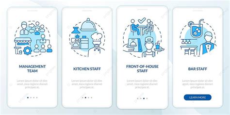 Blue Onboarding Mobile App Screen For Restaurant Staff Assignments Vector Bar Service Food