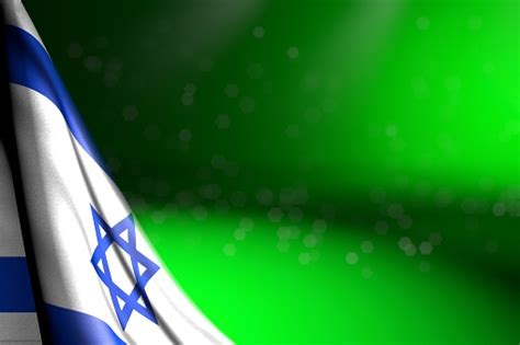 귀여운 어떤 축 하 깃발 3d 그림 이스라엘 국기의 이미지는 선택적 초점과 콘텐츠에 대 한 빈 장소 녹색 대각선 중단 3차원