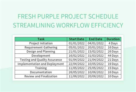 Fresh Purple Project Schedule Streamlining Workflow Efficiency Excel Template Free Download