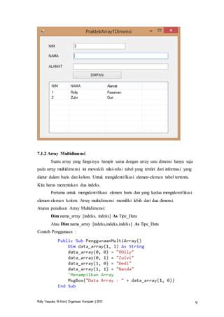 Part 7 Mengenal Array Di Visual Basic Net