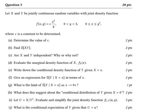 Solved Pts Question Let X And Y Be Jointly Continuous Chegg