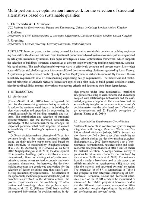 Pdf Multi Performance Optimisation Framework For The Selection Of