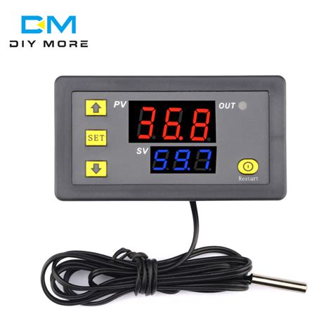 W3230 DC 12V Digital Temperature Controller Thermostat Thermometer Temperature Sensor Meter Red ...
