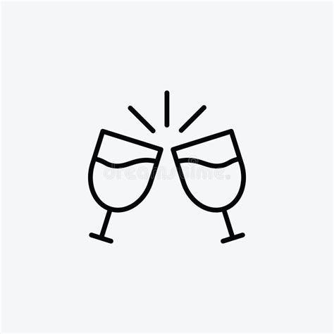 Clinking Glassesline In Thin Line Black Color Flat Simple Vector