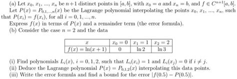 Solved A Let X0x1xn Be N1 Distinct Points In Ab