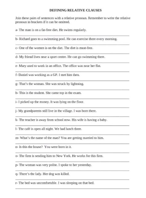DEFINING RELATIVE CLAUSES Join These Pairs Of StudyX