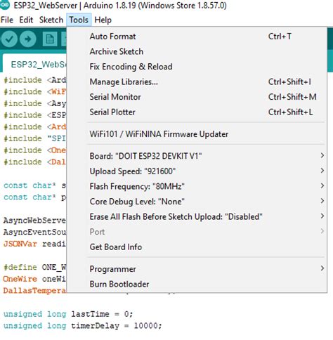 How To Create Menu ESP32 Sketch Data Upload IDE 2 X Arduino Forum