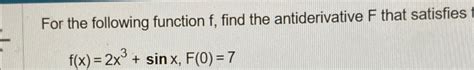 Solved For The Following Function F ﻿find The