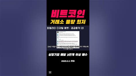 비트코인 거래소 물량 최저 상장 기업 매달 3만개 이상 매수 Youtube