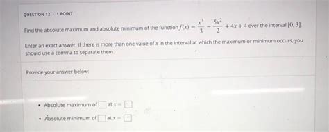 Solved Find The Absolute Maximum And Absolute Minimum Of The