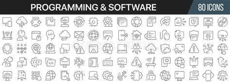Programming And Software Line Icons Collection Big Ui Icon Set In A