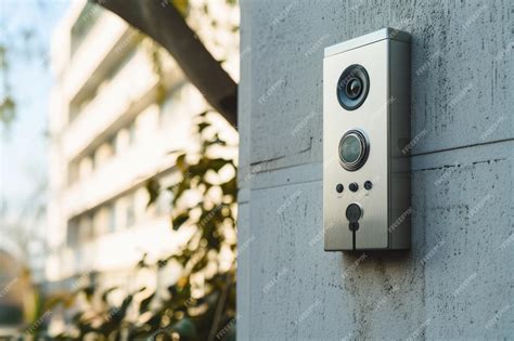 Modern Intercom And Security System With Video Camera And Microphone On Apartment Building Wall