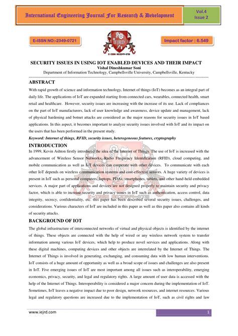 PDF SECURITY ISSUES IN USING IOT ENABLED DEVICES AND THEIR IMPACT