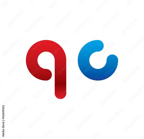 Qc Logo Initial Blue And Red Stock Vector Adobe Stock
