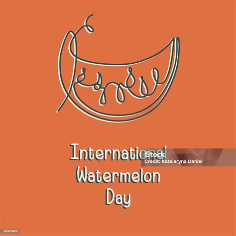국제 수박의 날 하나의 라인 아트 수박 조각 그리고 글자 육즙이 많은 여름 음식 포스터 카드 배너에 대 한 미니멀한 벡터