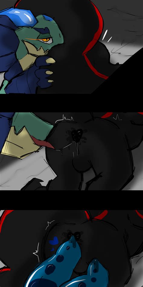 Rule 34 2 Penises Anal Anthro Anus Aquatic Dragon Bent Over Black Body Black Fur Blue Body