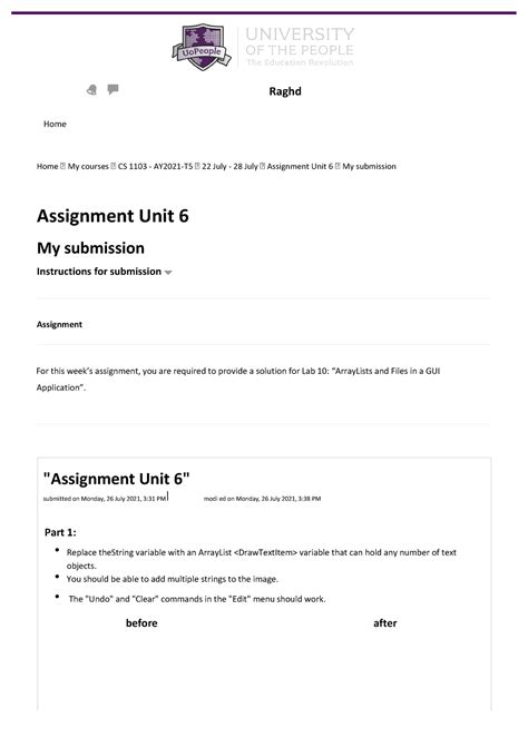 Assignment Unit 6 CS 1103 UoPeople Studocu