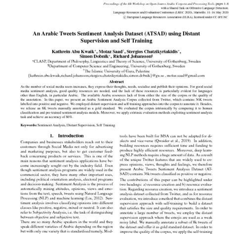 An Arabic Tweets Sentiment Analysis Dataset Atsad Using Distant