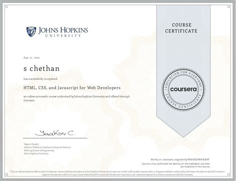 s chethan on linkedin coursera html css javascript