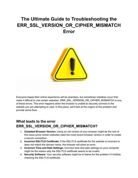 PPT The Ultimate Guide To Troubleshooting The ERR SSL VERSION OR CIPHER MISMATCH Error