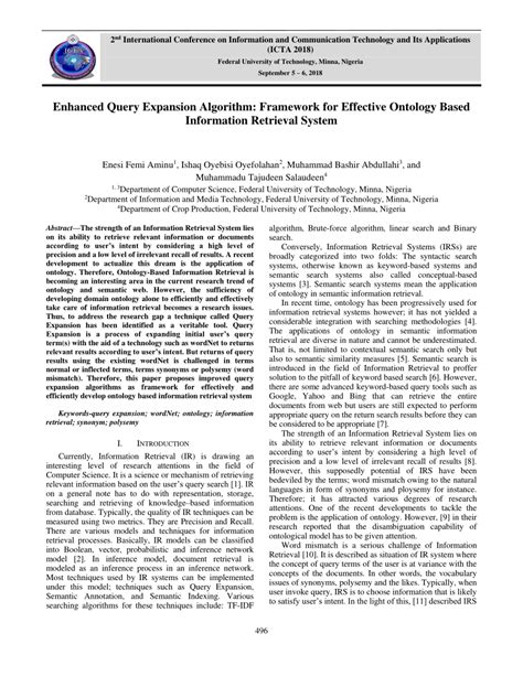 Pdf Enhanced Query Expansion Algorithm Framework For Effective