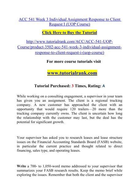 Acc 541 Week 3 Individual Assignment Response To Client Request Ipdf