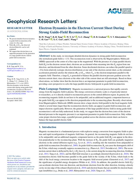 Pdf Electron Dynamics In The Electron Current Sheet During Strong Guide‐field Reconnection