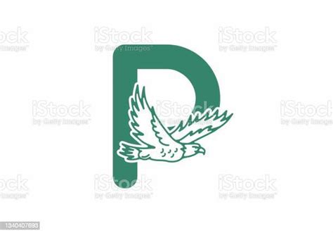 P 초기 문자 디자인으로 비행 독수리의 라인 아트 일러스트 갈고리 발톱에 대한 스톡 벡터 아트 및 기타 이미지 갈고리 발톱 검은색 권위 Istock