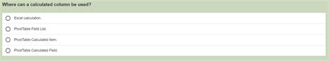 Solved Where Can A Calculated Column Be Used Excel