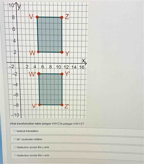 Solved 10 90° Clockwise Rotation Reflection Across The Y Axis Reflection Across The X Axis Math