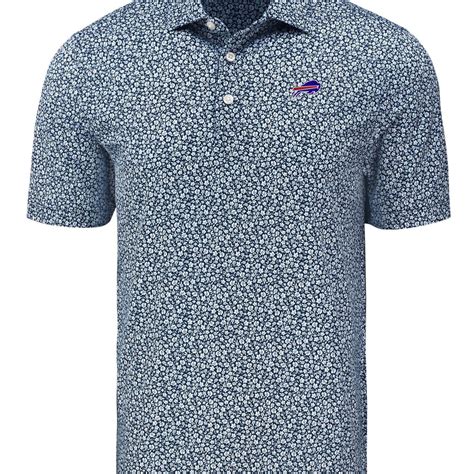 Bills Cutter And Buck Mens Navy Pike Eco Flora Print Polo Pro