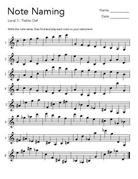 Note Naming Worksheet Treble Clef Level 3 By Eric S Musical Shoppe