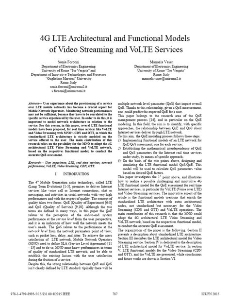 4g Lte Architectural And Functional Models Of Video Streaming And Volte