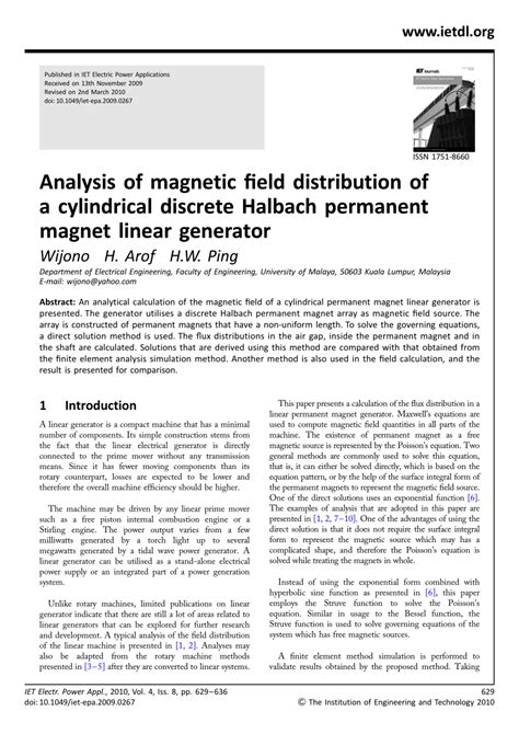 Pdf Analysis Of Magnetic Field Distribution Of A Cylindrical Discrete