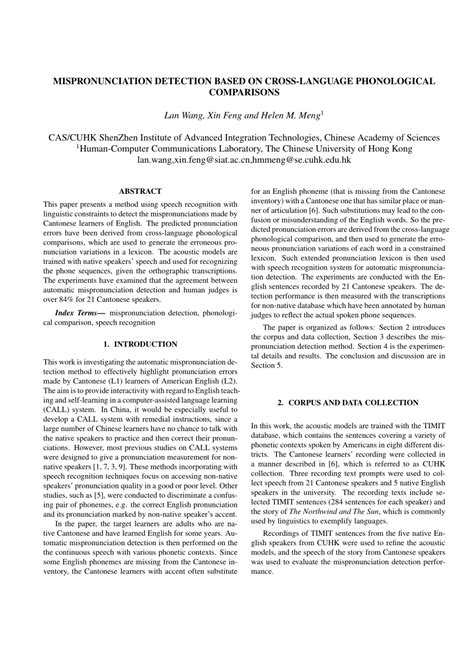 Pdf Mispronunciation Detection Based On Cross Language Phonological