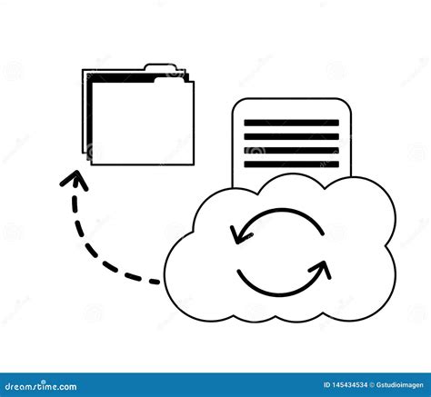 cloud computing reload folder file data document sharing stock vector
