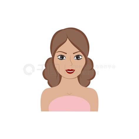 一个美丽的女孩的脸，大眼睛，微笑和时尚的发型。矢量卡通插画。为美容院、理发店、工作室绘图。网站徽标、横幅或贴纸的设计元素。模板免费下载eps