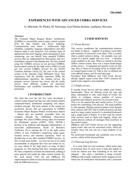 Pdf Experiences With Advanced Corba Services