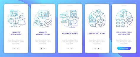 Payroll Processing Software Pros Blue Gradient Onboarding Mobile App