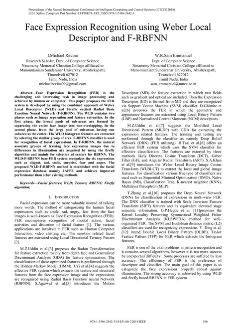 Pdf Face Expression Recognition Using Weber Local Descriptor And F Rbfnn