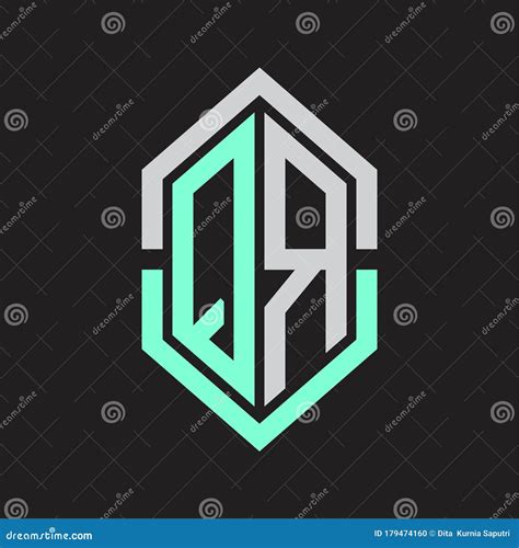 QR Logo Monogram With Hexagon Shape And Outline Slice Style Stock Vector Illustration Of
