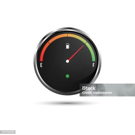 그림자 배경과 흰색에 고립 된 금속 빈 연료 미터 가스 및 오일 탱크 게이지 플랫 벡터 일러스트레이션 Eps 10 가솔린에 대한 스톡 벡터 아트 및 기타 이미지 Istock