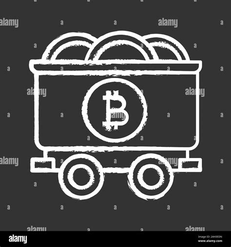 Bitcoin Mining Business Chalk Icon Mine Cart With Bitcoin Coins Cryptocurrency Isolated