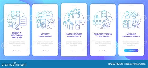 Path To Effective Mentoring Blue Gradient Onboarding Mobile App Screen Stock Vector