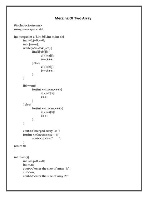merging of two array pdf applied mathematics theoretical computer