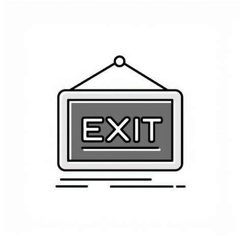 A Black And White Drawing Of A Exit Sign With The Word Exit On It