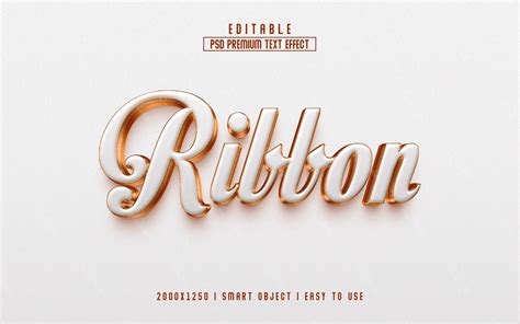 Ribbon Classy Golden 3d Text Effect Free Photoshop Psd File