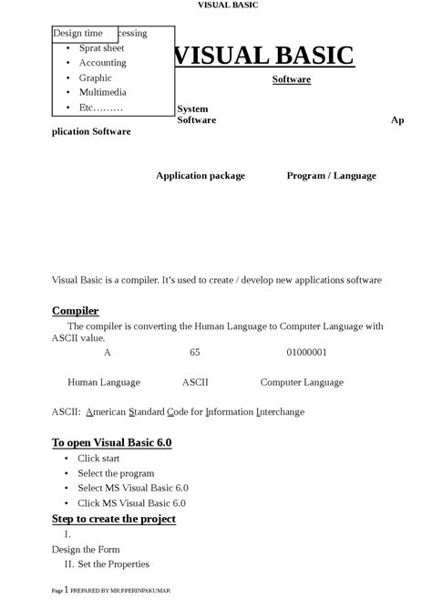 Visual Basic Notes A Compiler Docsity